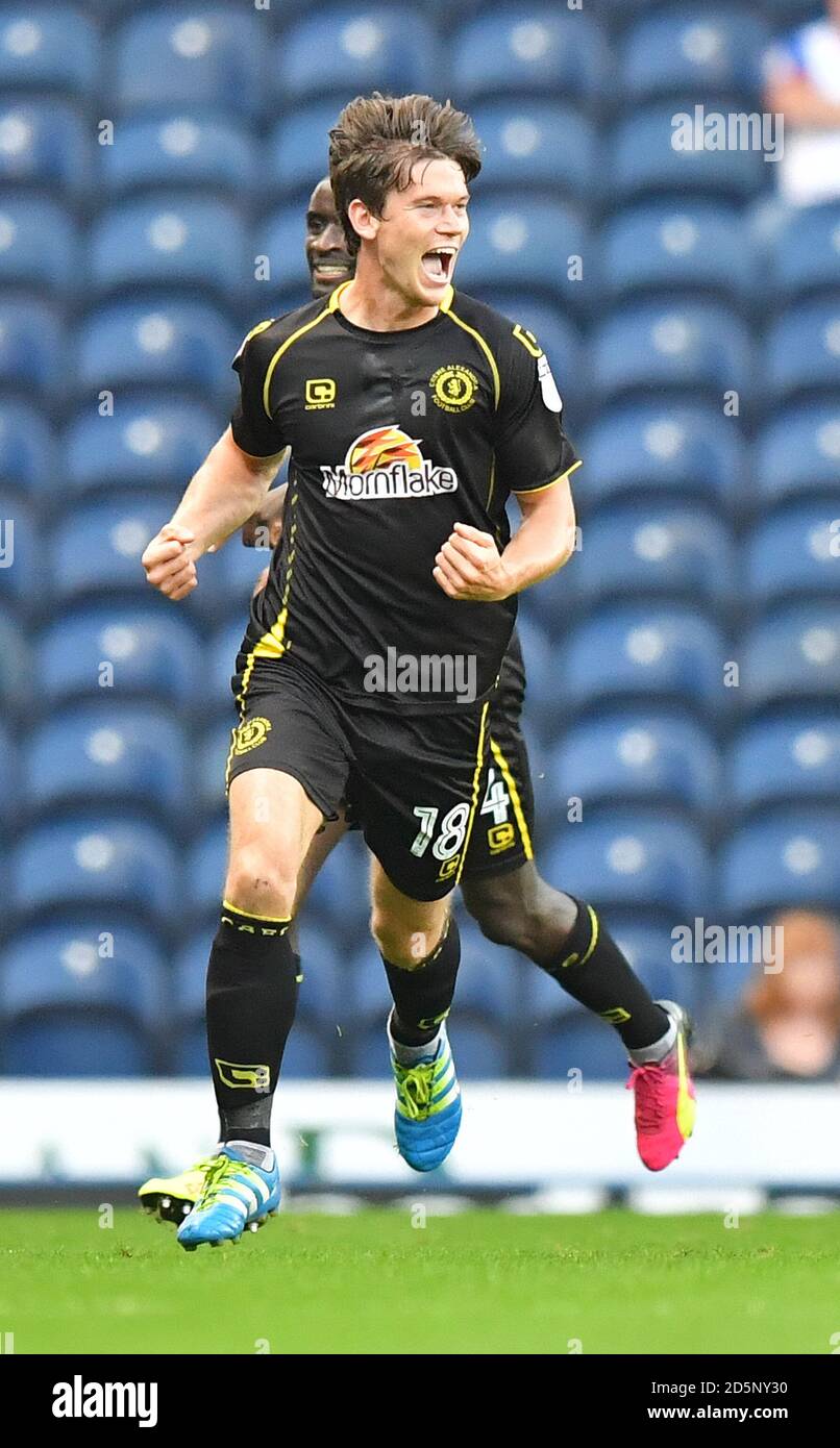 Crew Alexandra's Billy Bingham celebrates scoring the opening goal ...