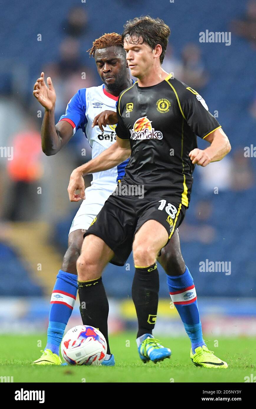 Crewe Alexandra's Billy Bingham (right) battles with Blackburn Rovers ...