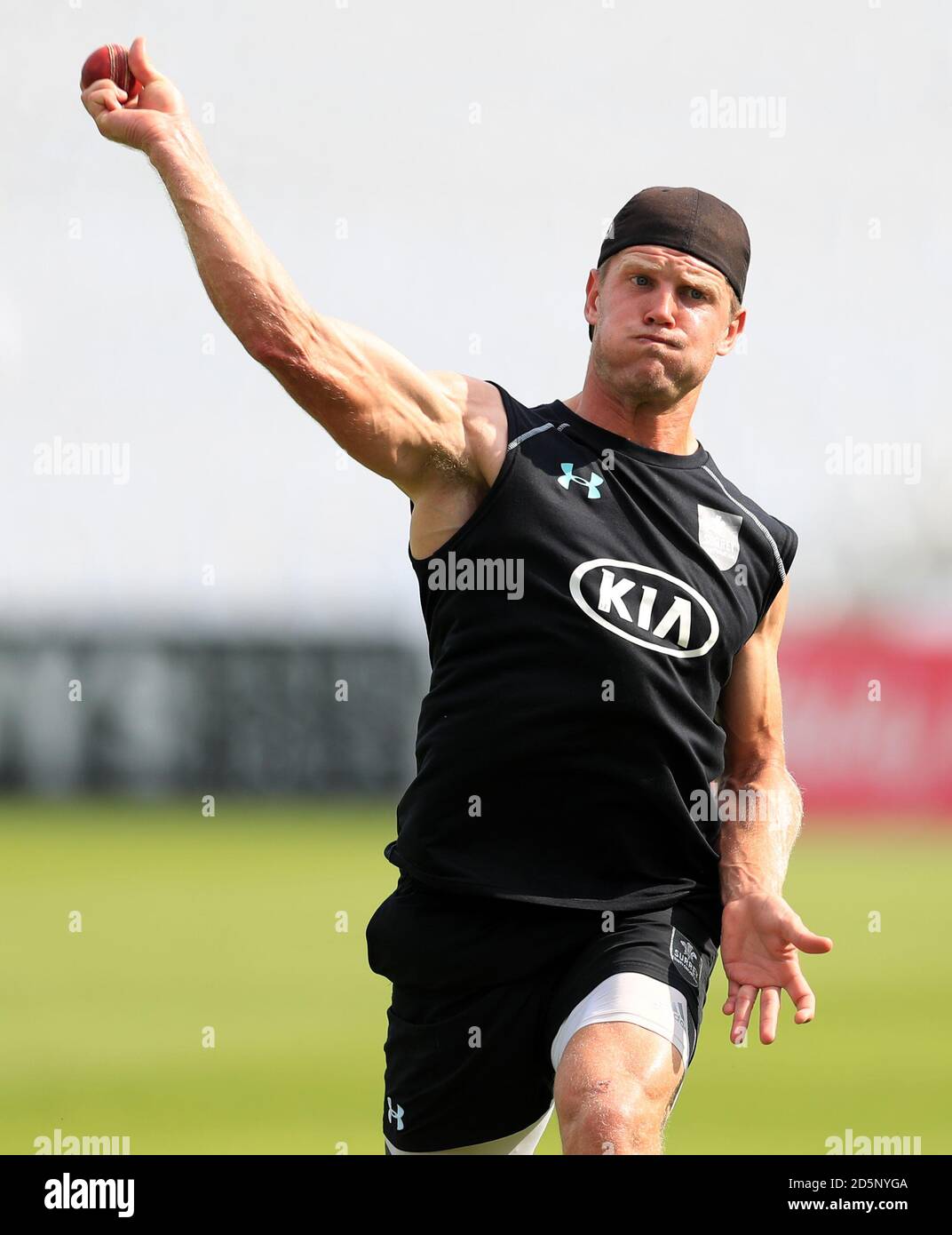Surrey's Stuart Meaker gets in some throwing practice Stock Photo - Alamy