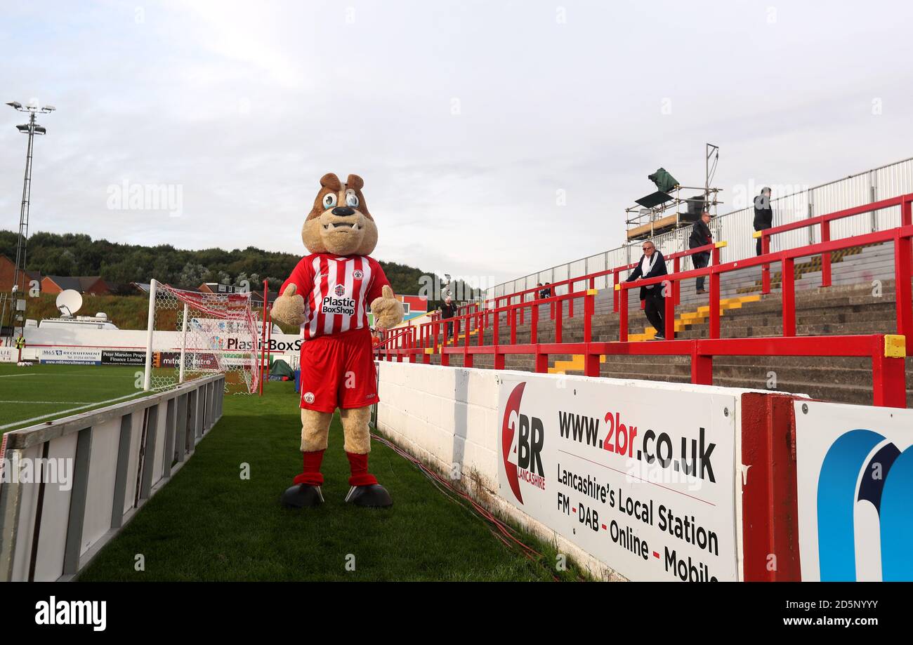 Accrington Stanley's club mascot Winstanley poses in the Wham Stadium ...