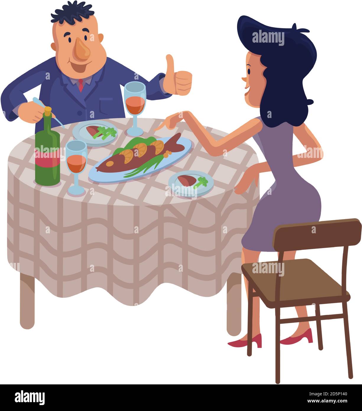 Couple eating homemade food flat cartoon vector illustration Stock ...
