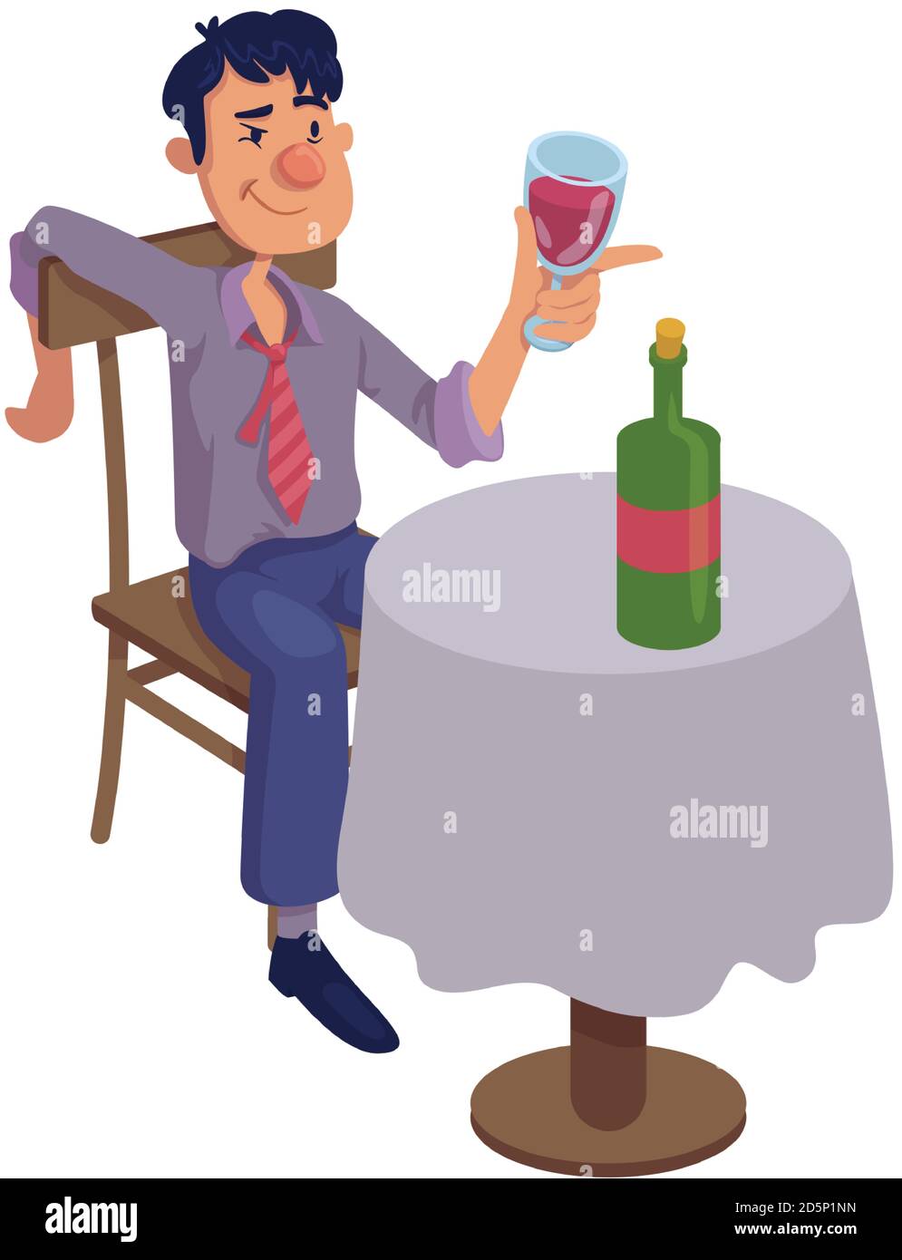 Drunk man sitting at table flat cartoon vector illustration Stock ...