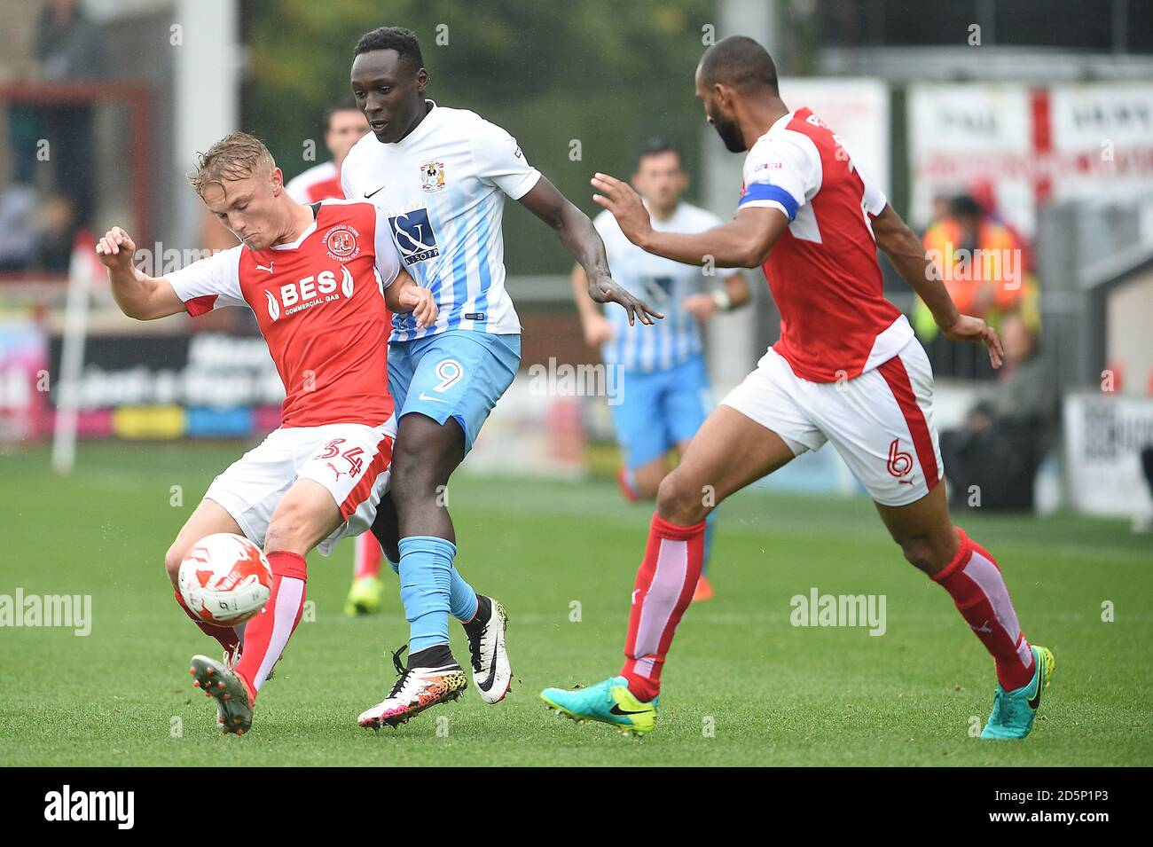 Fleetwood Town's Kyle Dempsey and Coventry City's Dan Agye Stock Photo ...