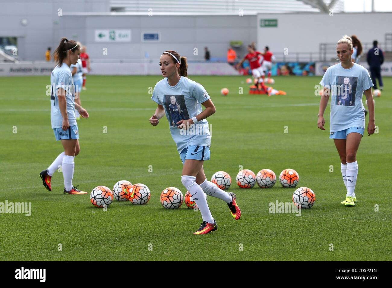 Manchester City Women players wear t-shirts during the warm up in ...