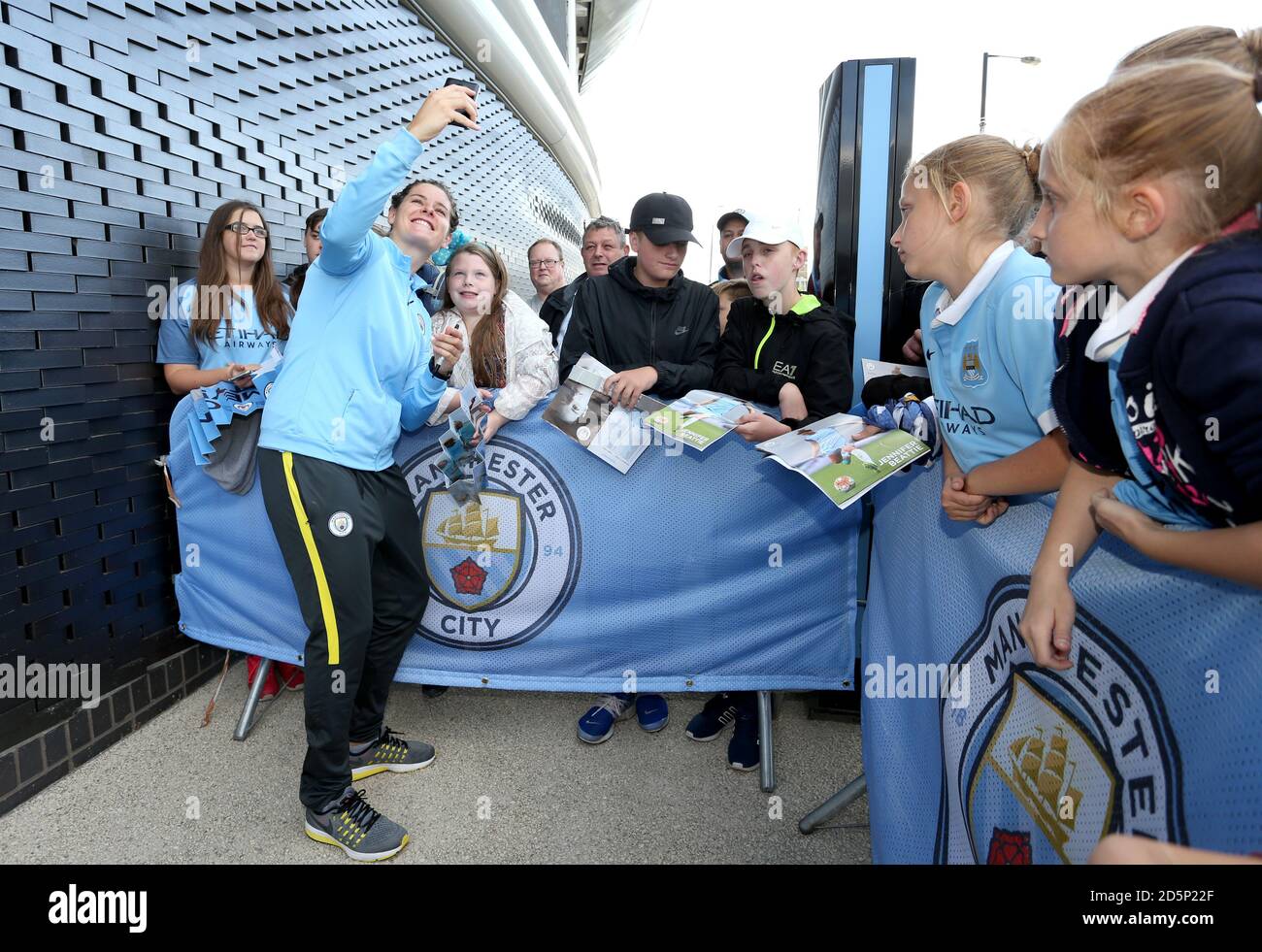 Manchester City Women's Jennifer Beattie signs autographs and poses for ...