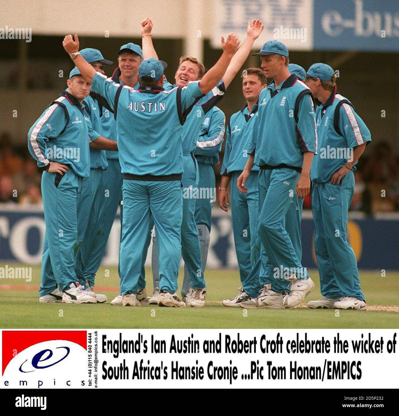 England's Ian Austin (centre, left) and Robert Croft (centre, right ...