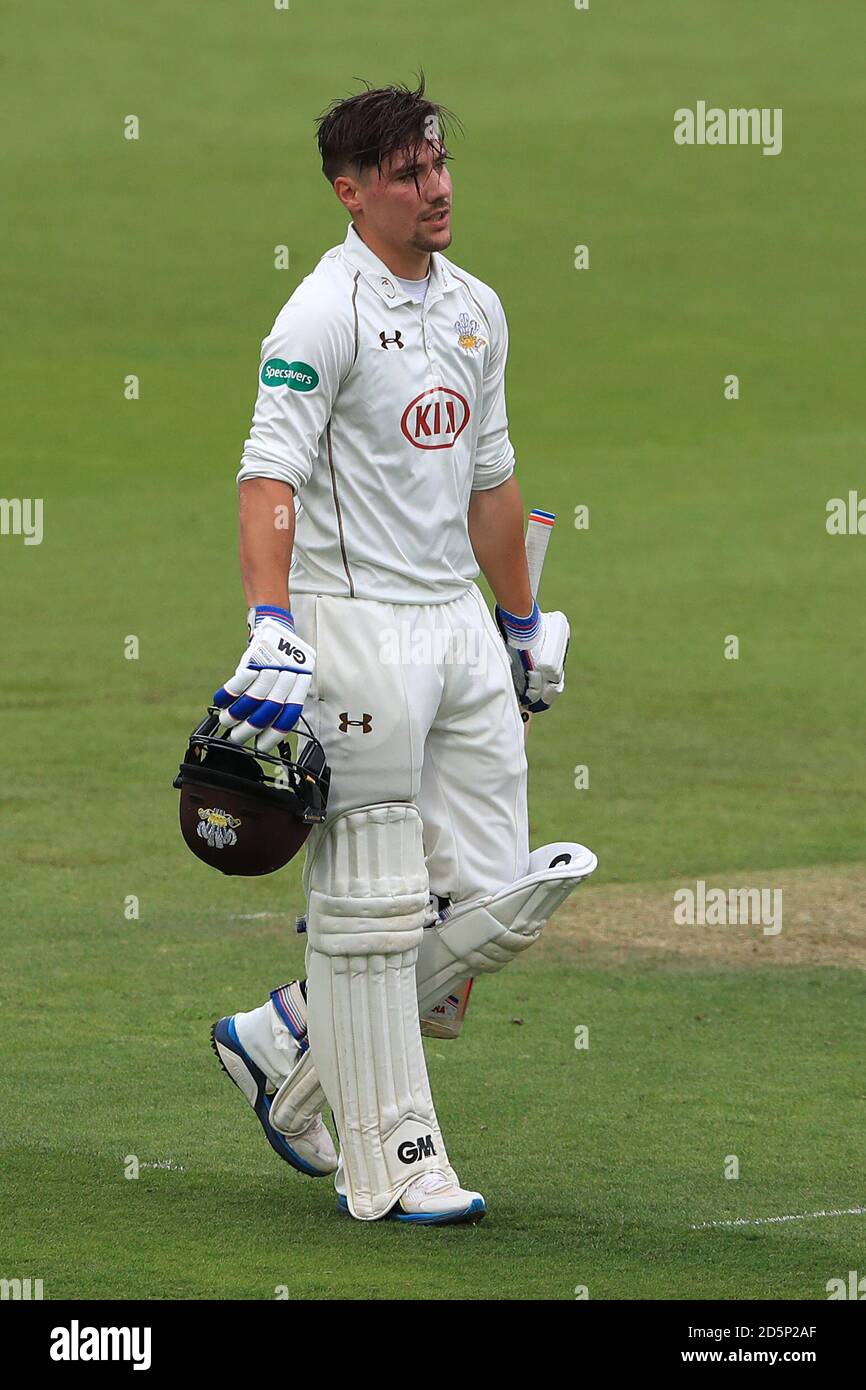 Surrey's Rory Burns after celebrating reaching his century Stock Photo ...