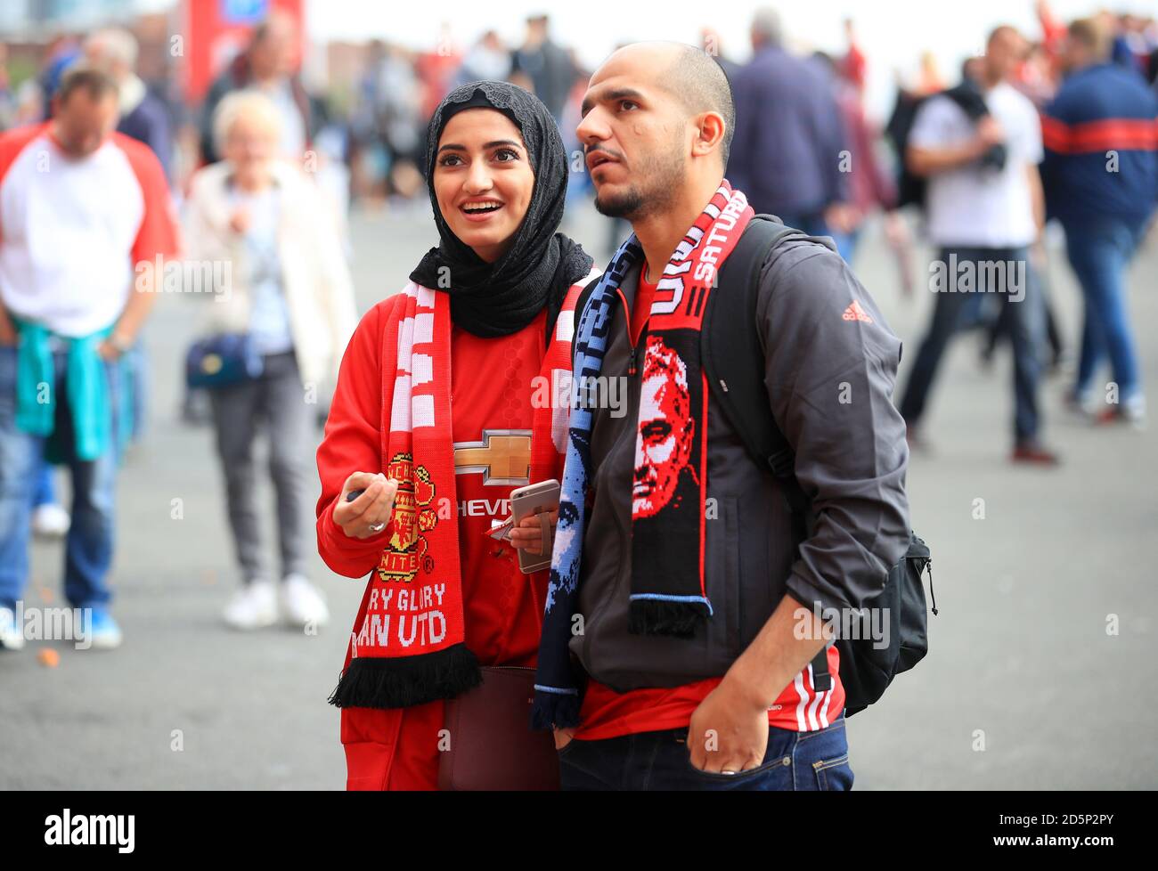 Manchester United fans outside Old Trafford Stock Photo - Alamy
