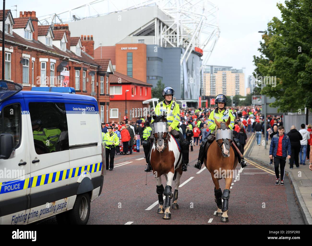 Police on horses outside Old Trafford Stock Photo - Alamy