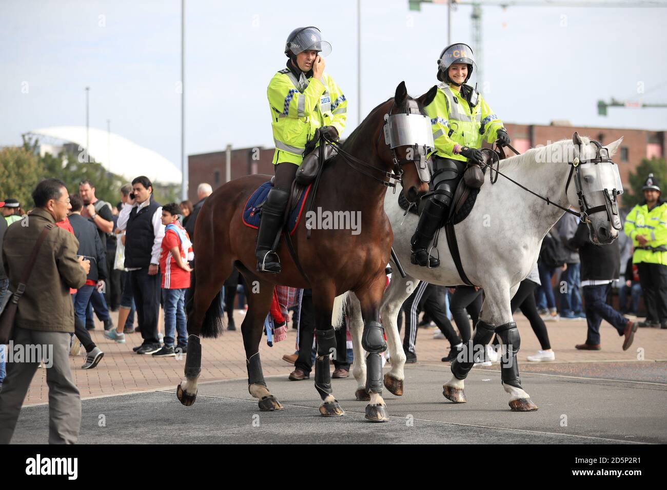 Police on horses outside Old Trafford Stock Photo - Alamy