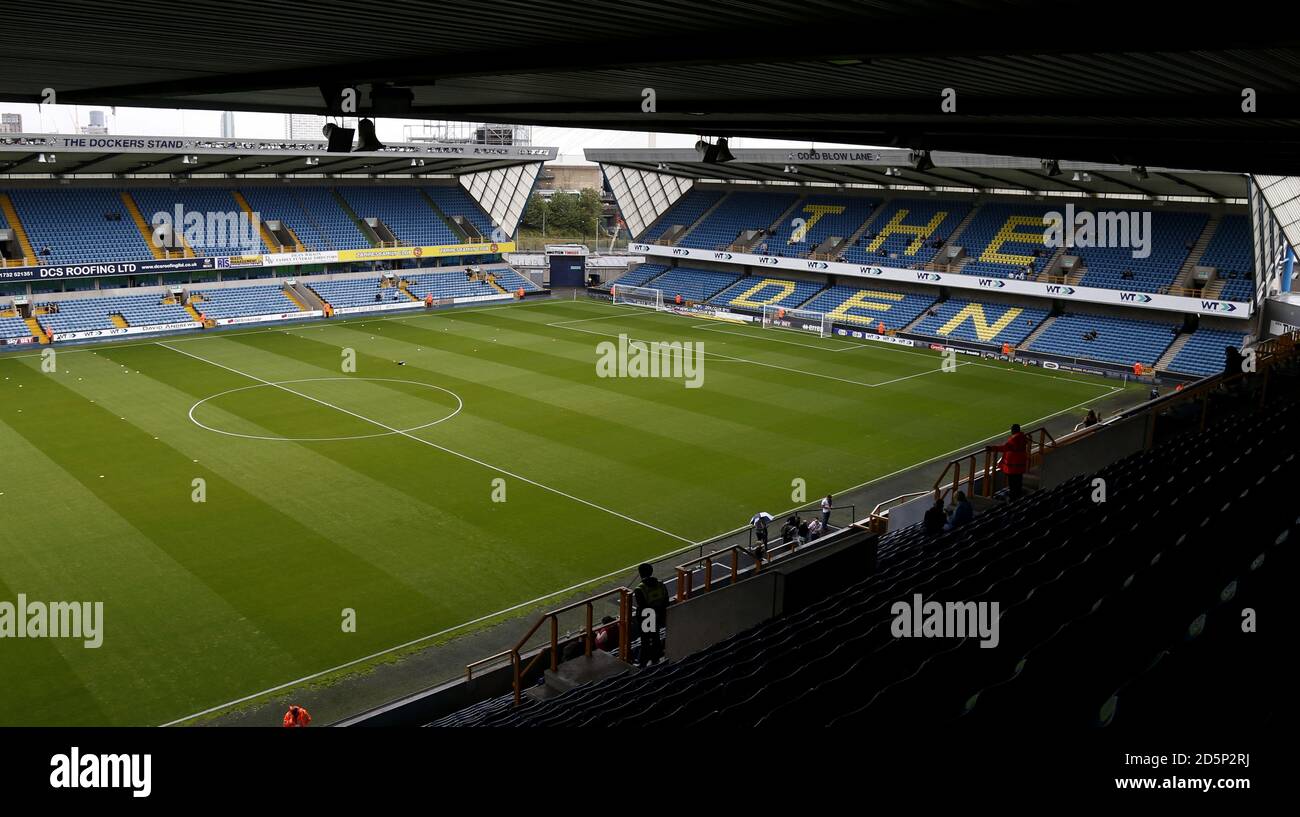 General View of the pitch at The Den Stock Photo - Alamy