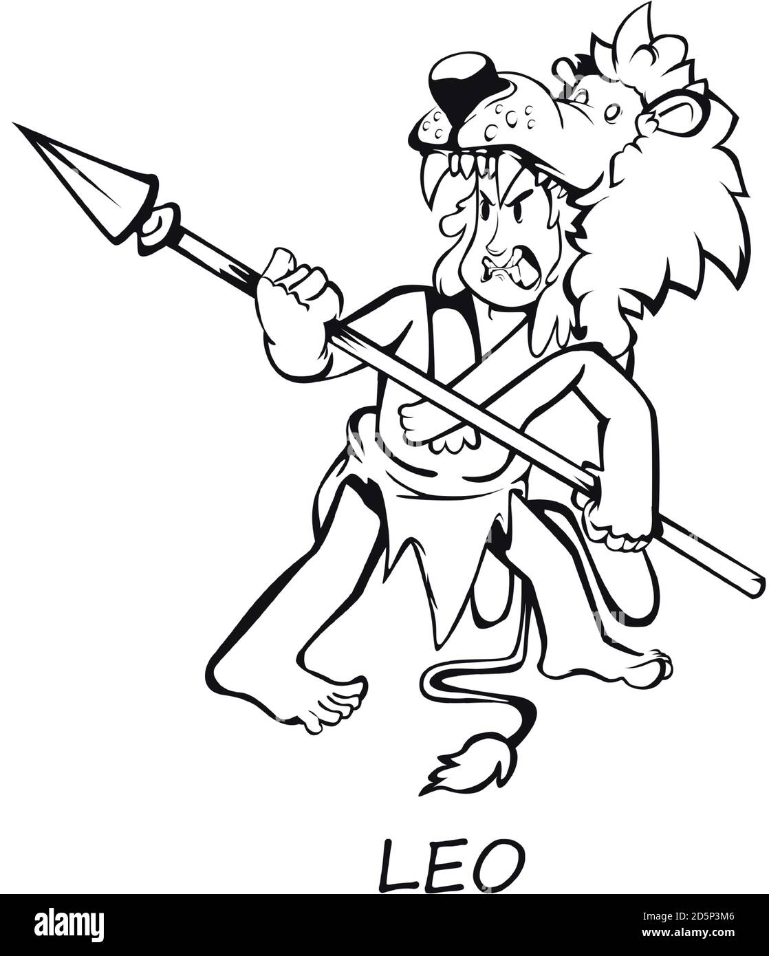 Leo zodiac sign man outline cartoon vector illustration Stock Vector ...