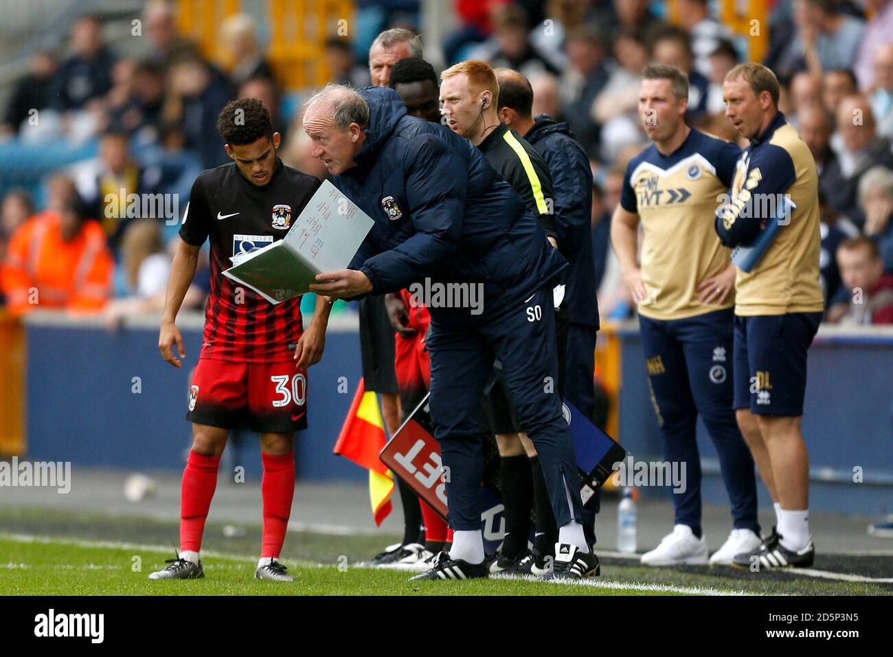 Coventry City goalkeeper coach Steve Ogrizovic gives instructions to ...