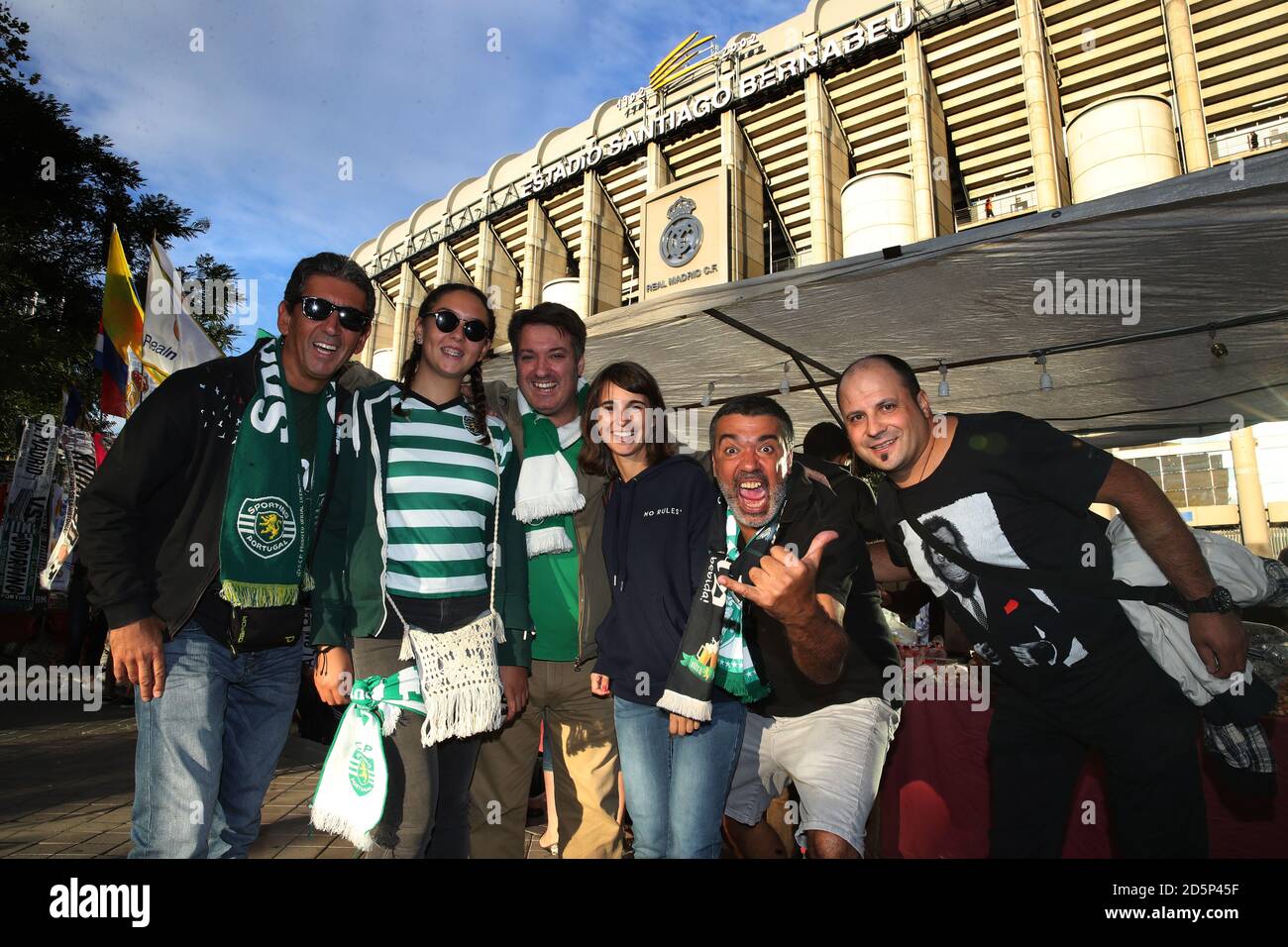 Sporting Lisbon fans outside Santiago Bernabeu prior to the game Stock ...