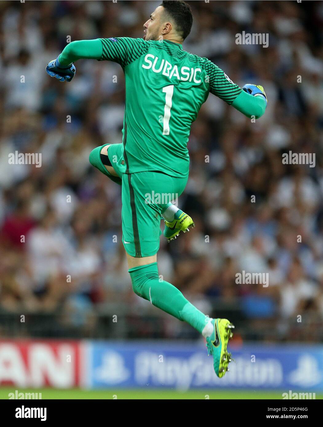 Monaco goalkeeper Danijel Subasic celebrates as Thomas Lemar (not in ...