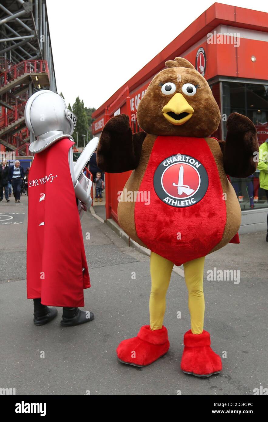 Charlton Athletic mascots Robin the Robin Stock Photo - Alamy