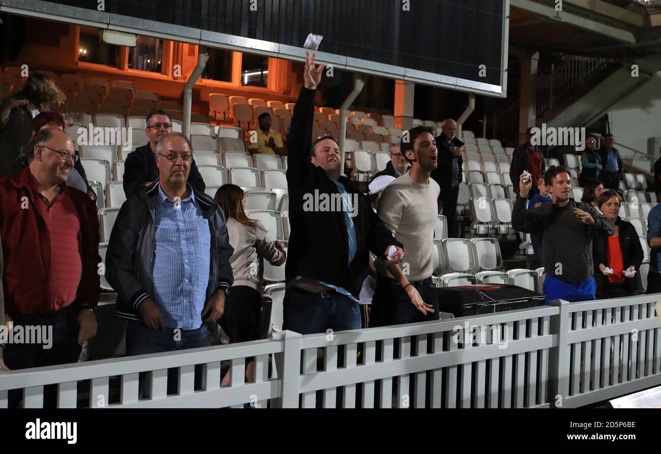 The giant Yorkshire Tea Cup is wheeled around the stadium as fans try ...