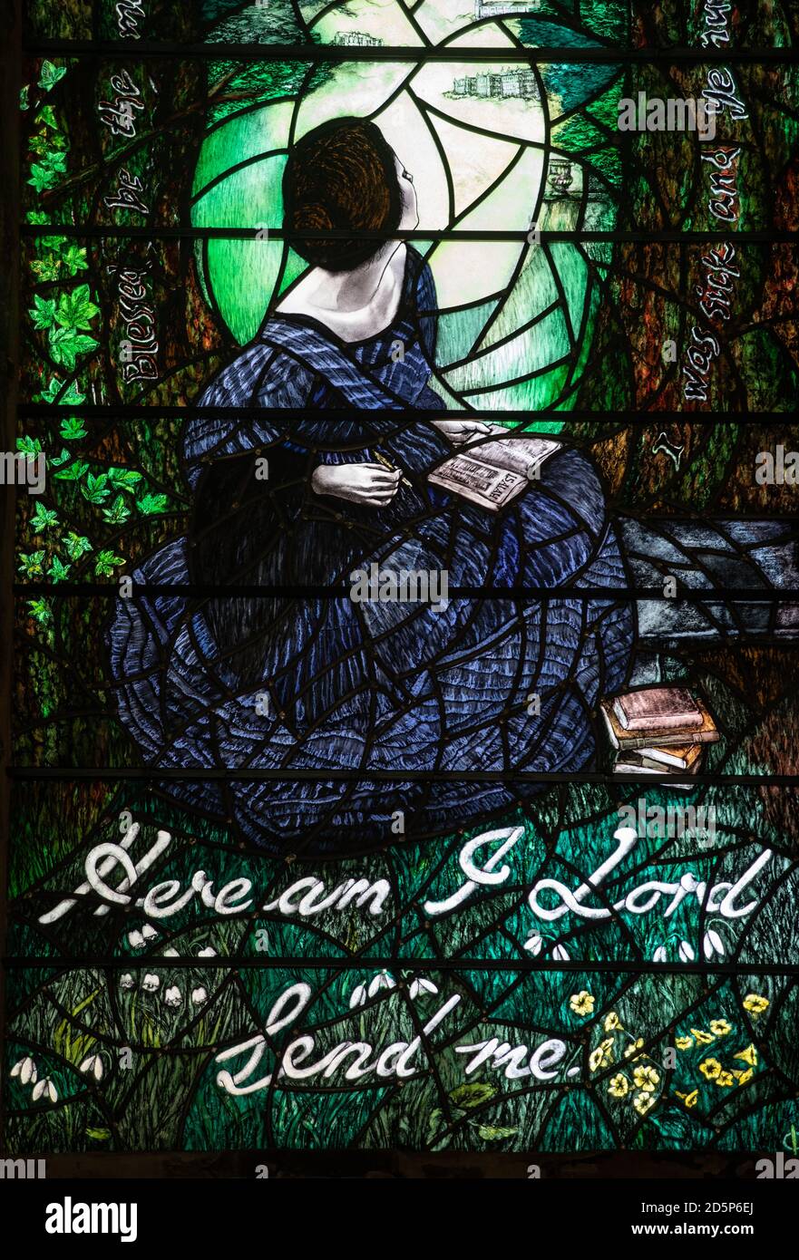 A view of the newly installed stained glass window of Florence ...