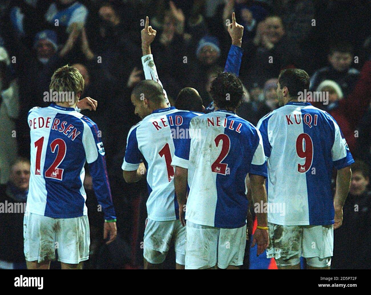 Blackburn Rovers players celebrate with goalscorer David Bentley Stock ...