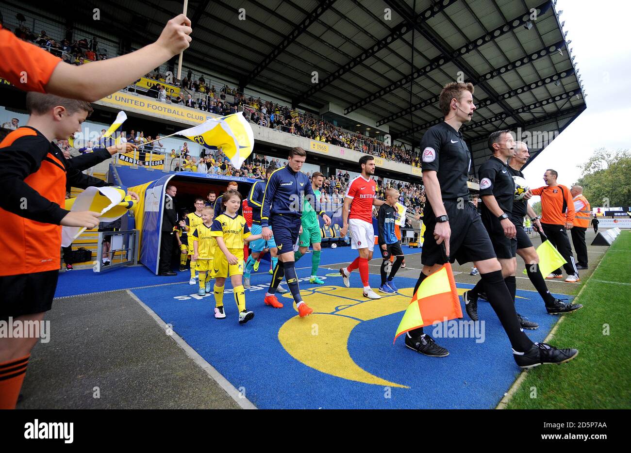 The two teams walk out before kick-off Stock Photo - Alamy