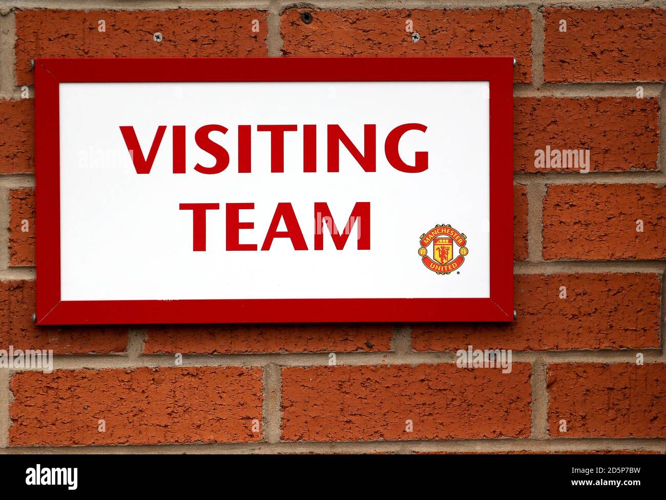 Detail view of Visiting Team sign at Old Trafford Stock Photo - Alamy