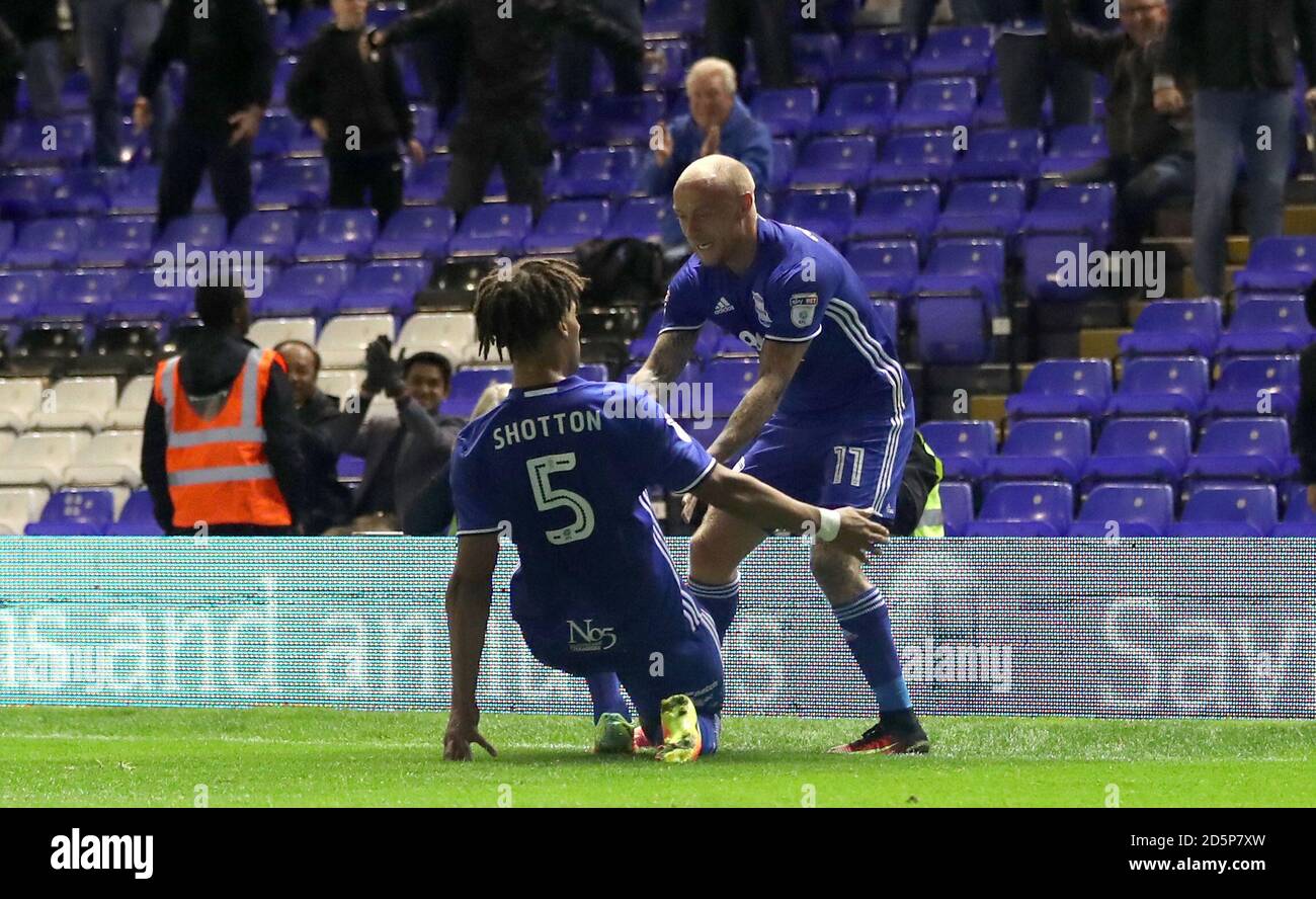 Birmingham City's Ryan Shotton (left) celebrates scoring his side's ...