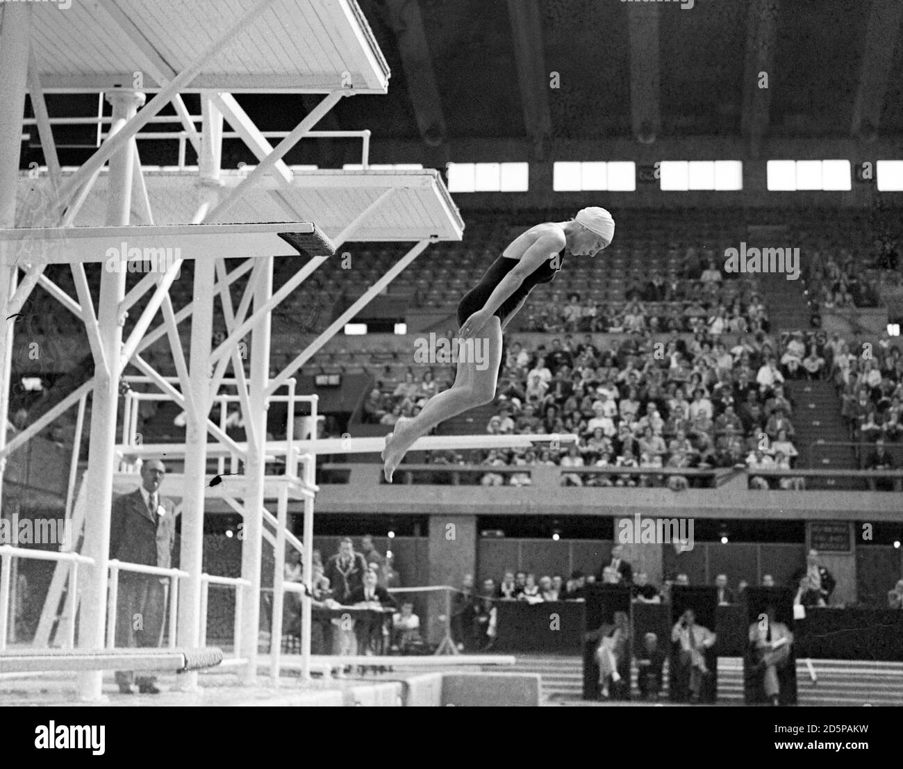 A. Aggerholt, of Denmark, in action during the Ladies' Springboard ...