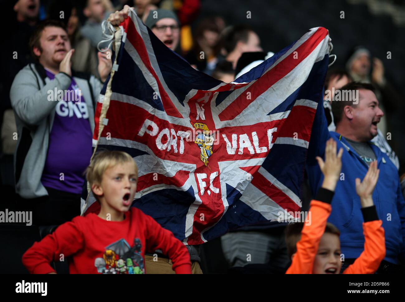 Port Vale fans celebrates at full time Stock Photo - Alamy