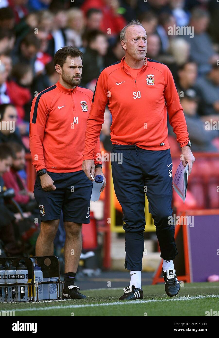 Coventry City sports scientist Andy Young (left) and goalkeeper coach ...