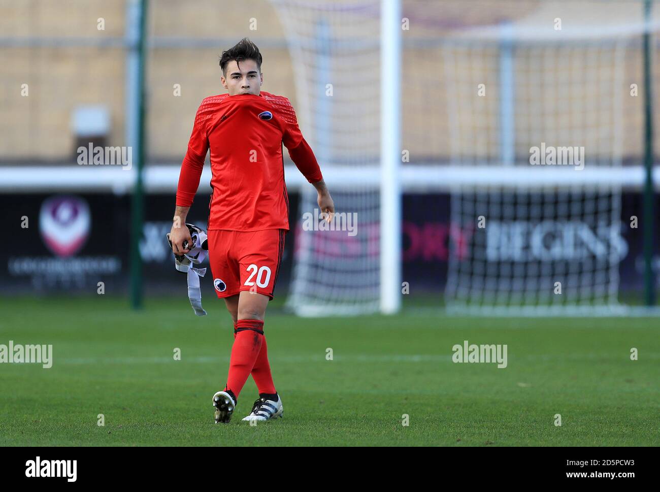 FC Copenhagen goalkeeper Filip Djukic is sent off early in the game ...