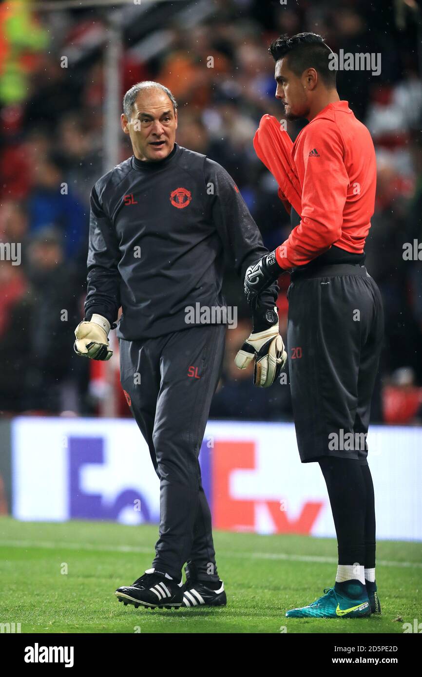 Manchester United coach Silvino Louro (left) and goalkeeper Sergio ...