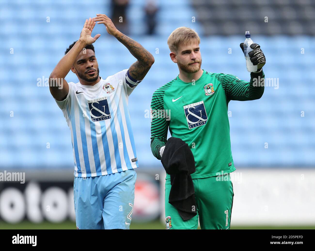 Coventry City's captain Jordan Willis and keeper Lee Burge celebrate at ...