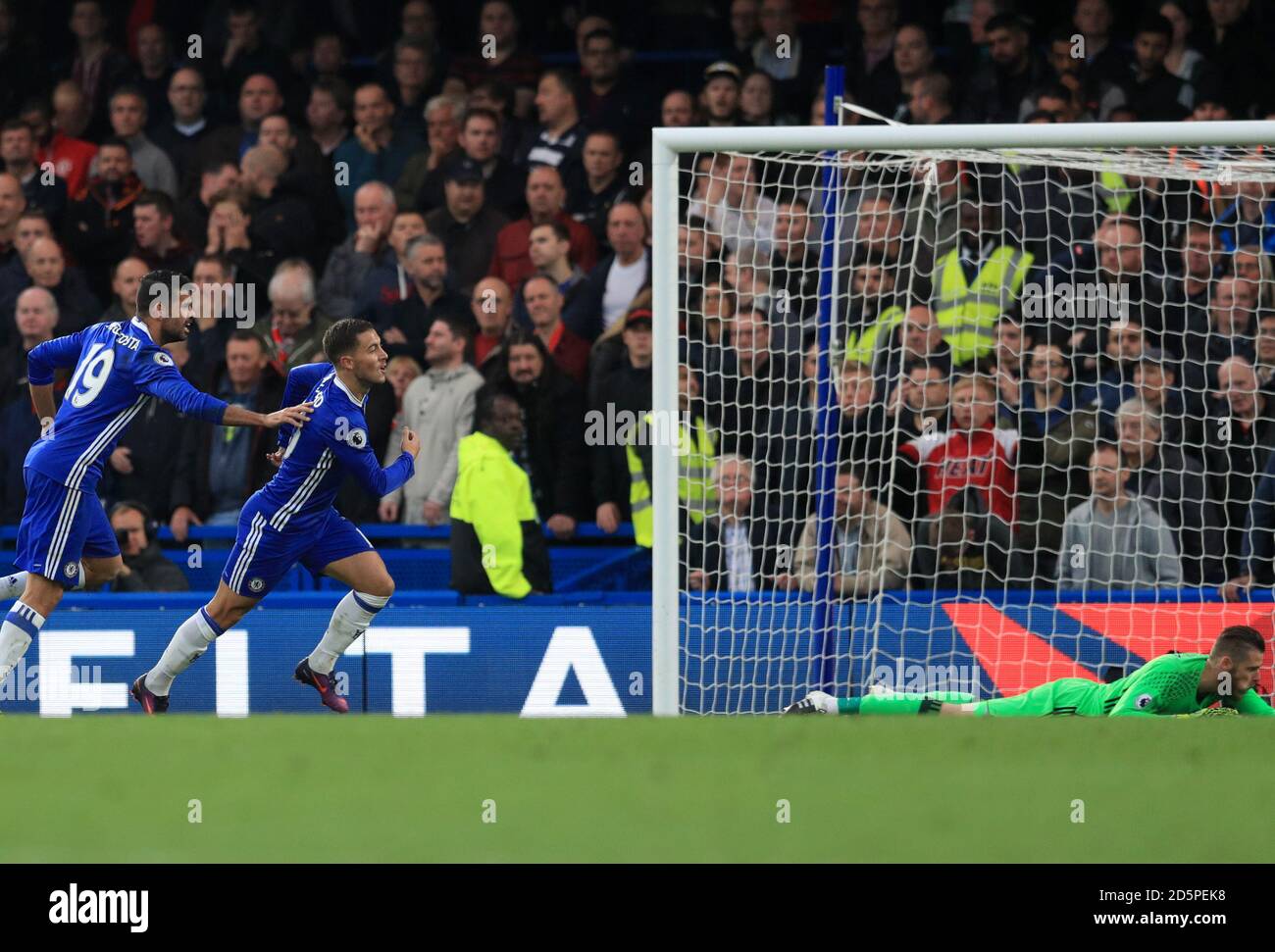 Chelsea's Eden Hazard celebrates scoring his side's third goal of the ...