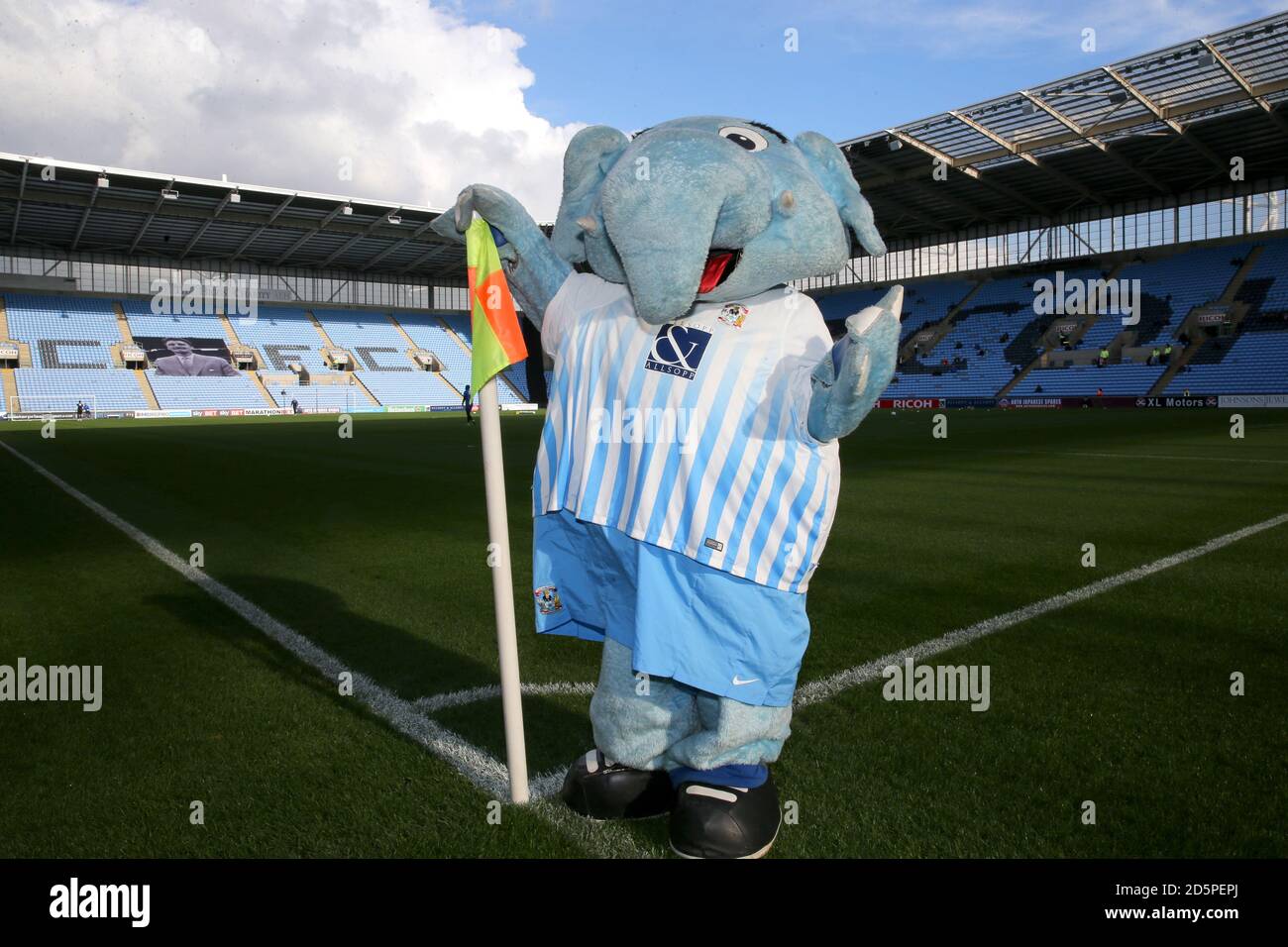 Coventry City club mascot Sky Blue Sam Stock Photo - Alamy