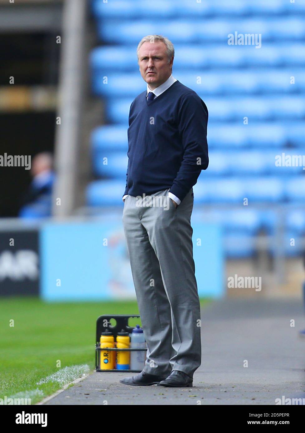 Coventry City Manager Mark Venus gestures on the touchline Stock Photo ...