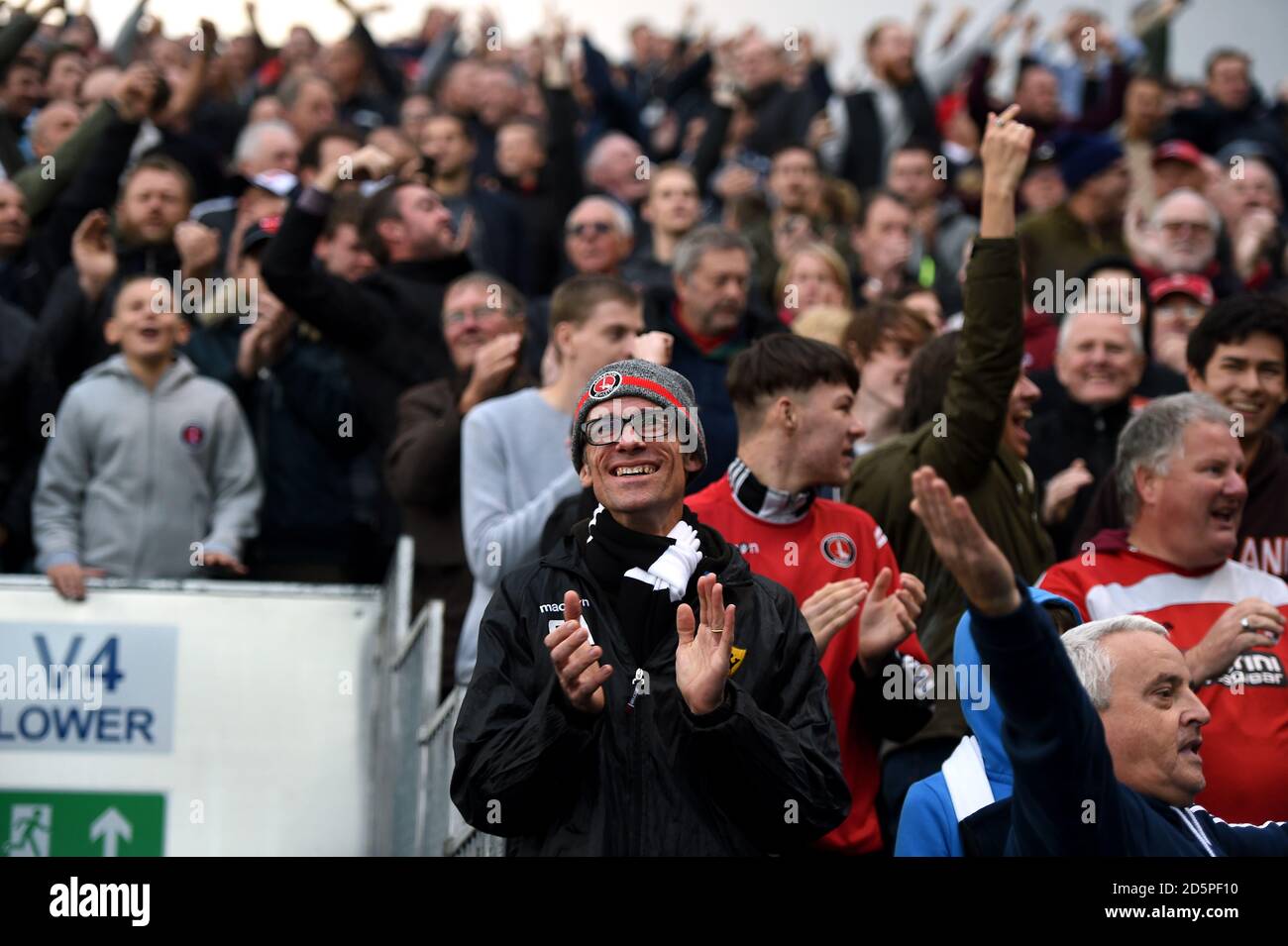 Charlton Athletic fans in the stands celebrate Stock Photo - Alamy