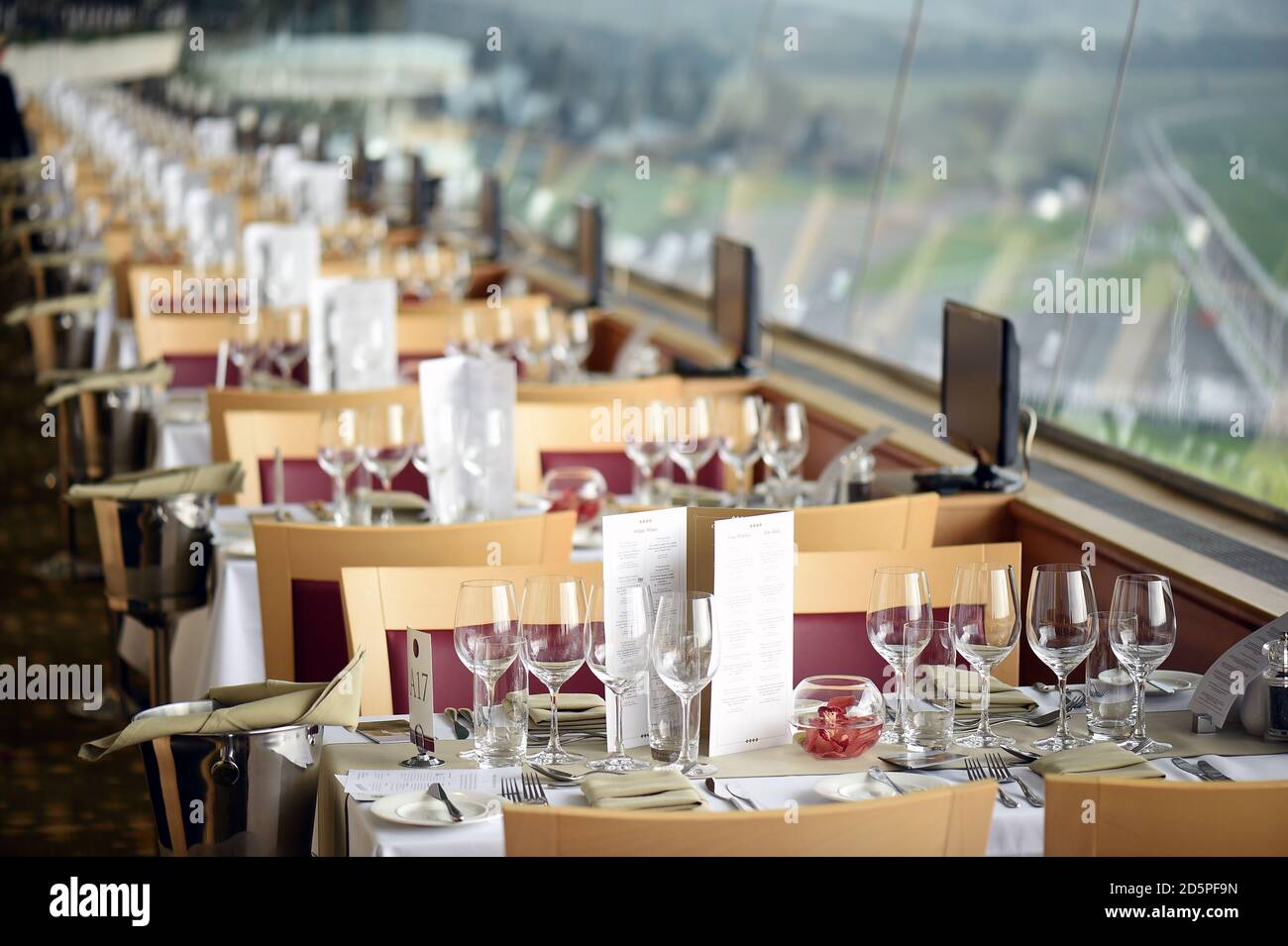 Detail of the table layout at the Panoramic Restaurant at Cheltenham ...