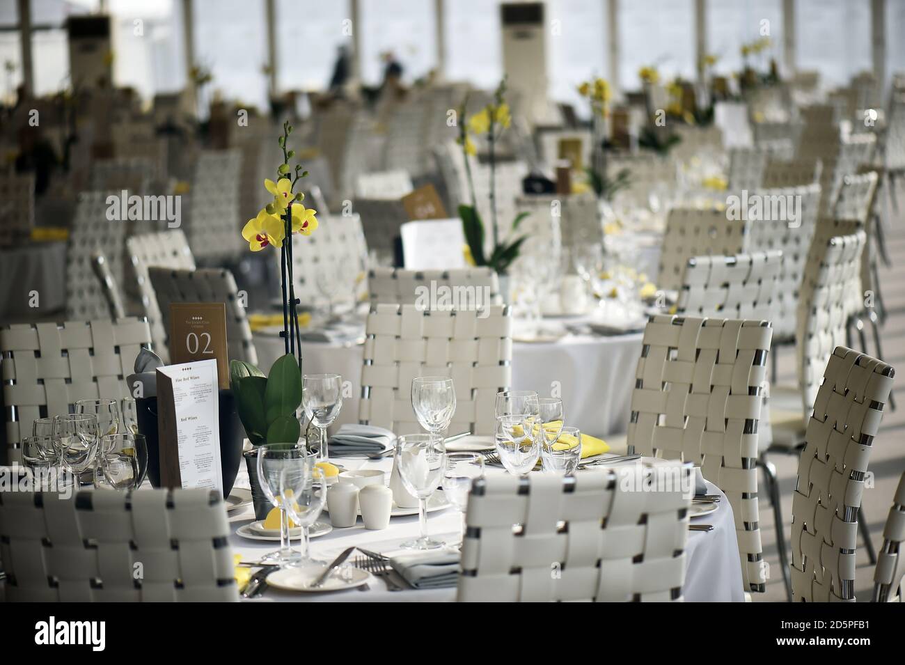 Detail of the table layout at Tattersalls Ireland at Cheltenham ...