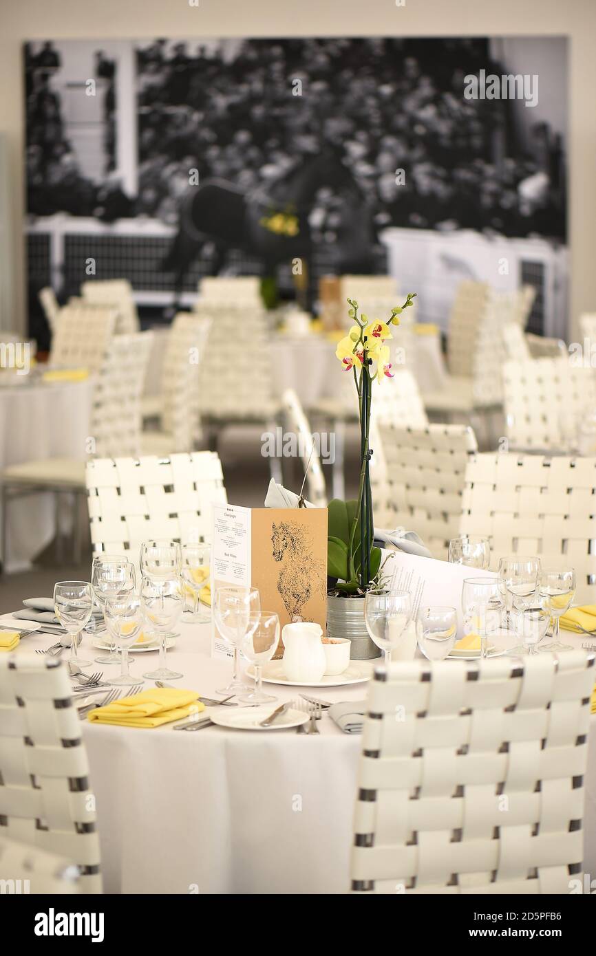 Detail of the table layout at Tattersalls Ireland at Cheltenham ...