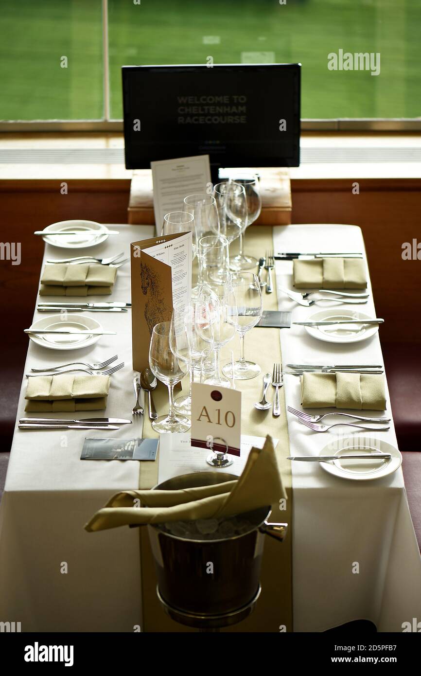 Detail of the table layout at the Panoramic Restaurant at Cheltenham ...