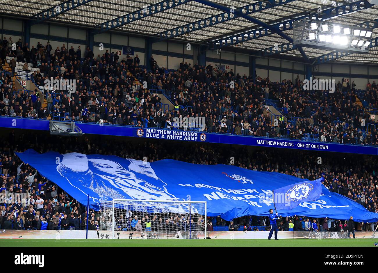 A banner marking the 20th anniversary of Matthew Harding's death makes ...