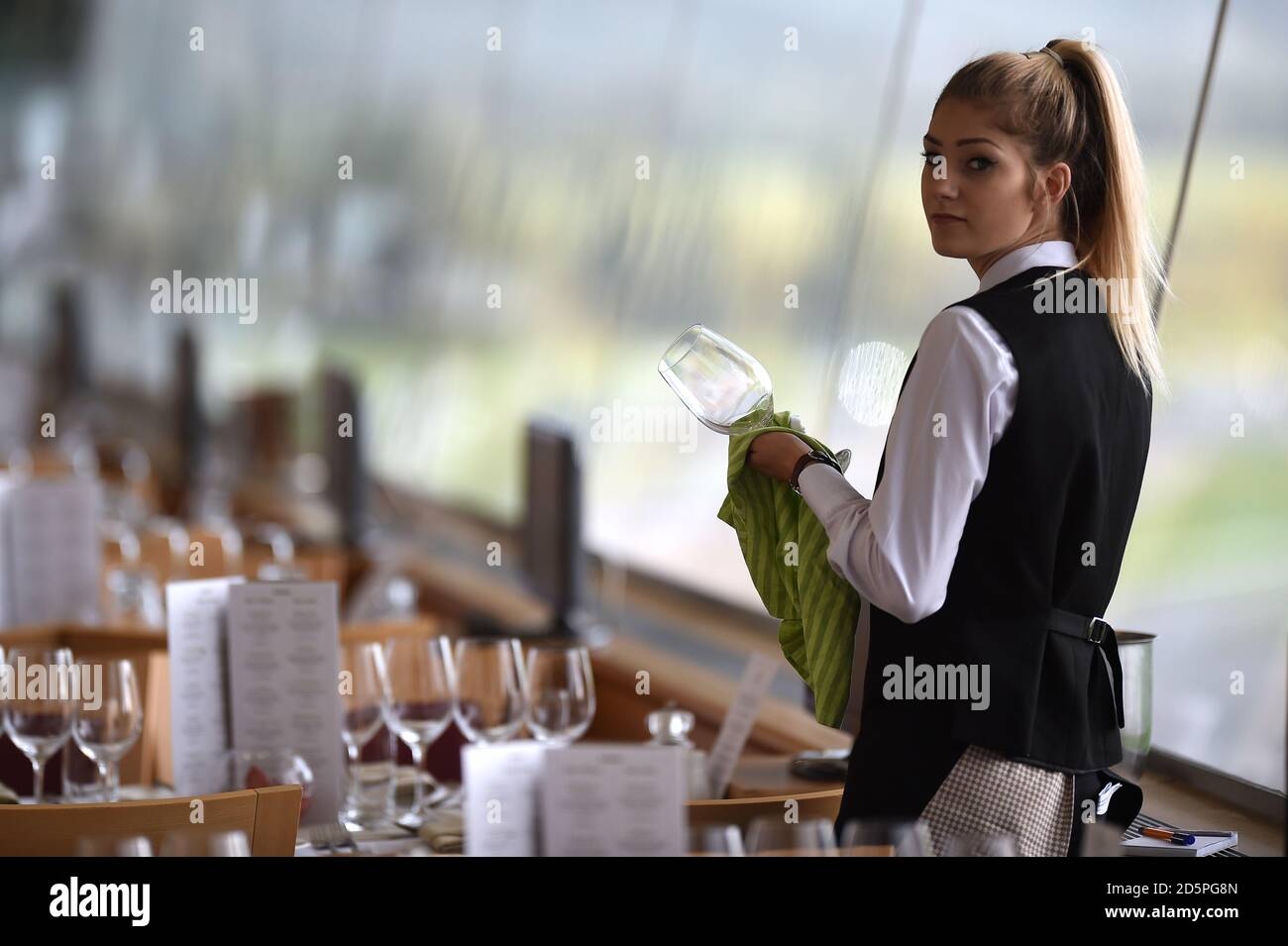 A general view of the Panoramic restaurant room set up before guests ...