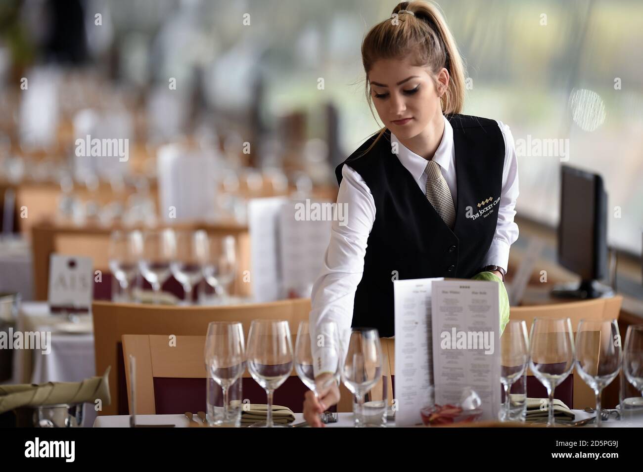 A general view of the Panoramic restaurant room set up before guests ...