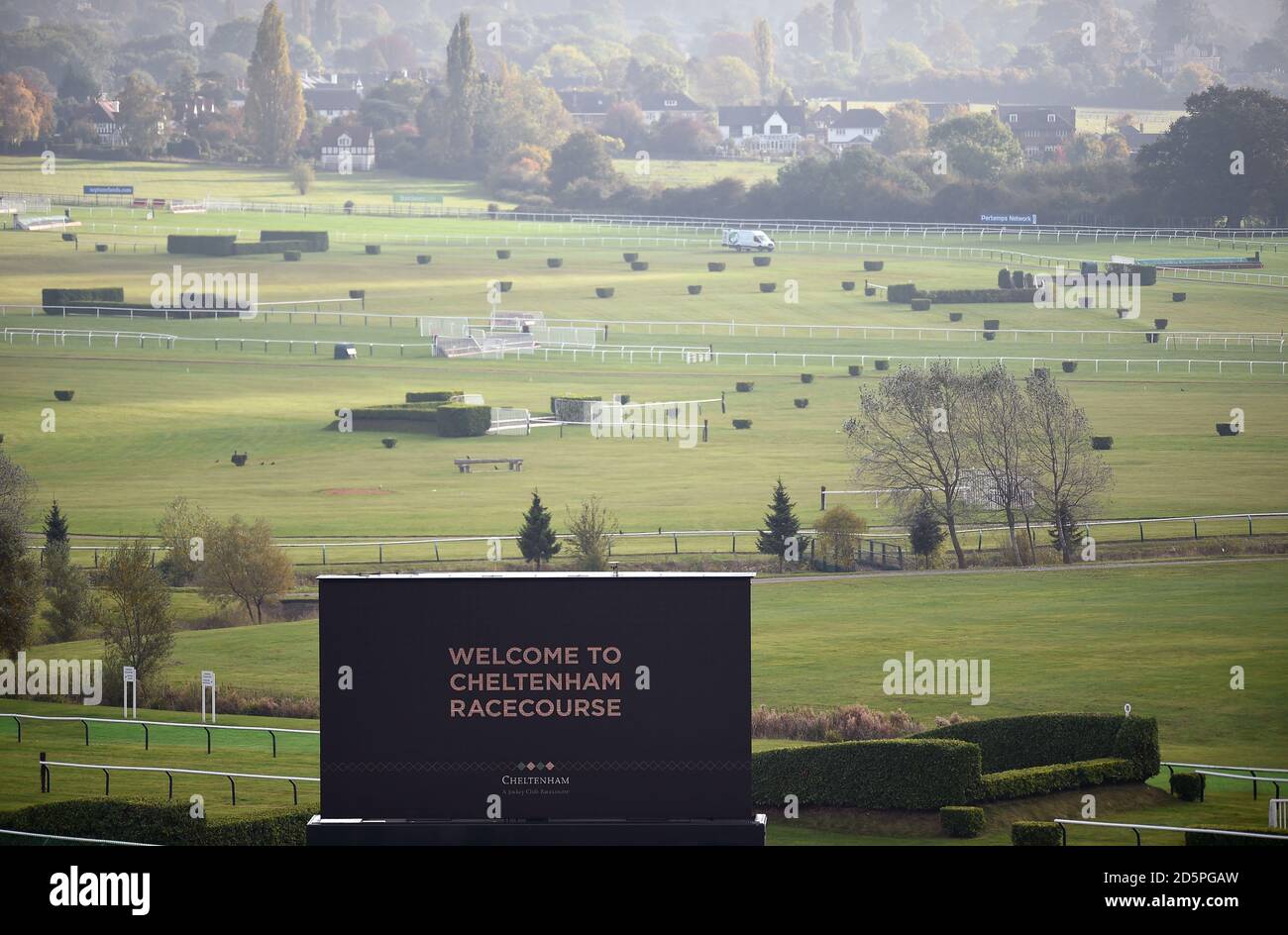 A general view of the looking out over Cheltenham Racecourse from the ...