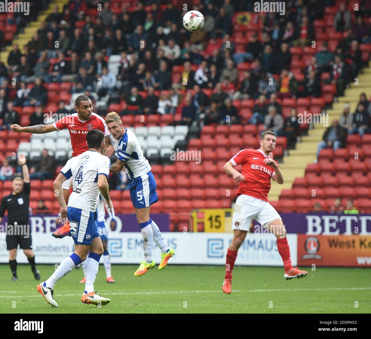 Charlton Athletic's Josh Magennis forces a good save from Chesterfield ...