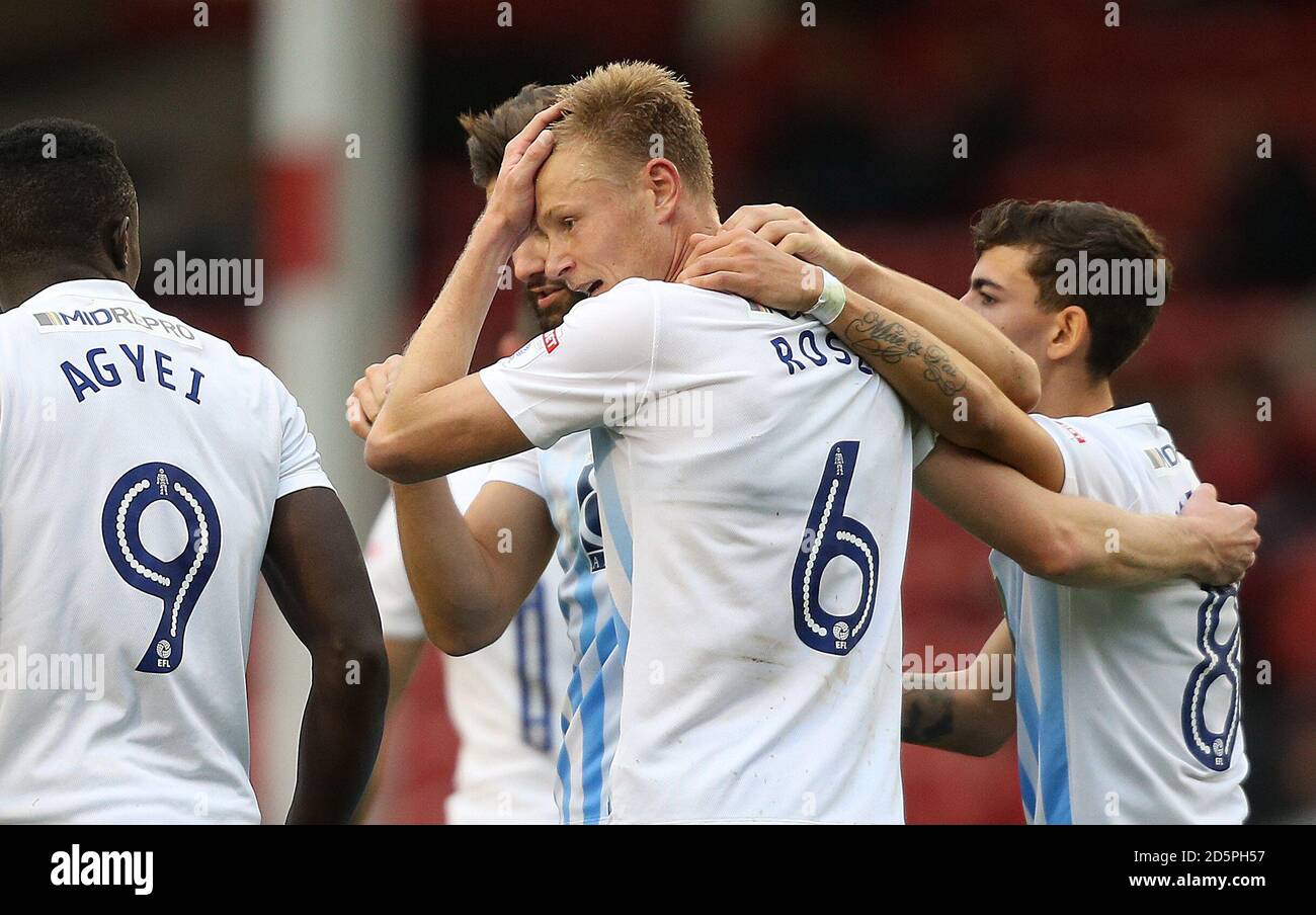 Coventry City's Andy Rose celebrates scoring against Walsall with his ...