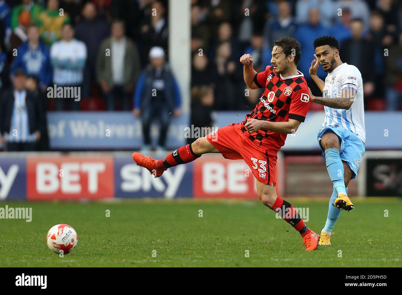 Walsall's Andreas Makris (left) and Coventry City's Jordan Willis in ...