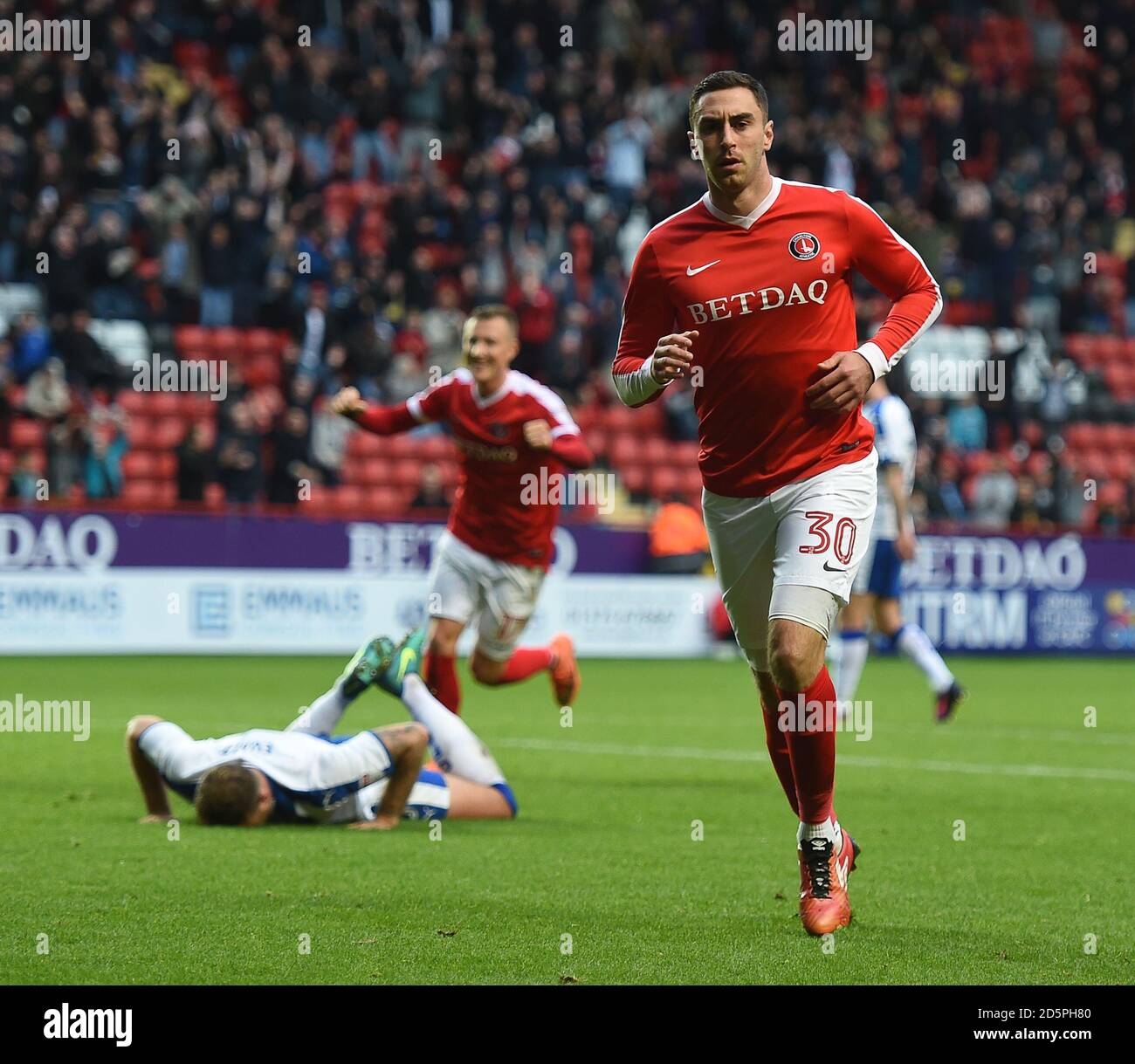 Charlton Athletic's Lee Novak celebrates scoring their first goal Stock ...