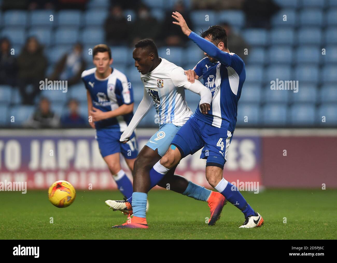 Coventry City's Daniel Agyei (left) and Chesterfield's Sam Hird (right ...