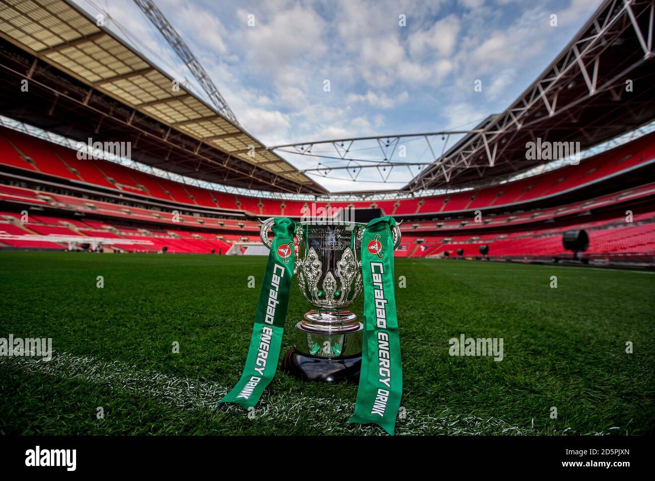 A view of the EFL Trophy on display at Wembley Stadium, London Stock ...